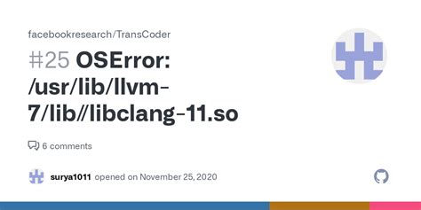 Oserror Usrlibllvm 7liblibclang 11so · Issue 25