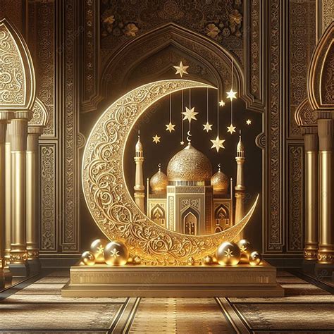 황금 모스크의 3d 그림 3d 그림 황금달 이드 배경 배경 일러스트 및 사진 무료 다운로드 Pngtree