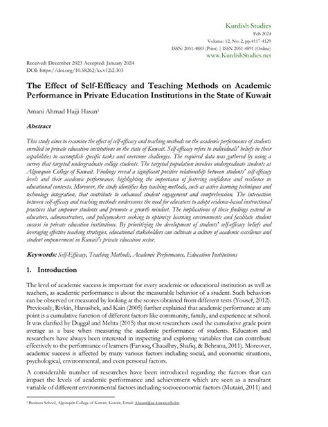 Pdf The Effect Of Self Efficacy And Teaching Methods On Academic