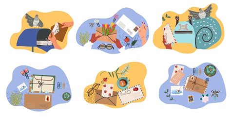 벡터 일러스트레이션 아이콘 메일 기호 종이 편지 봉투 우편 세트 손으로 그리는 것이 분리되어 있습니다 봉투에 대한 스톡 벡터 아트 및 기타 이미지 Istock