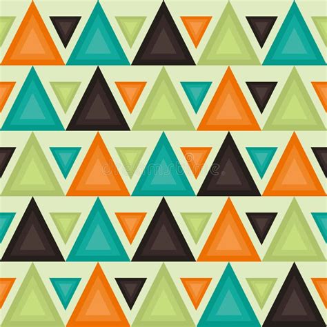 Retro Pattern With Triangles Seamless Geometric Background In Vintage Colors Stock Vector