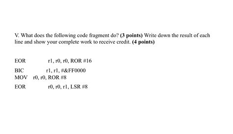 Solved V What Does The Following Code Fragment Do 3