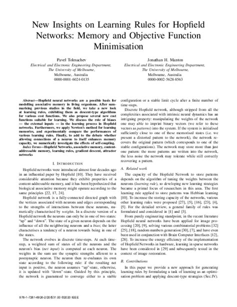 pdf new insights on learning rules for hopfield networks memory and objective function