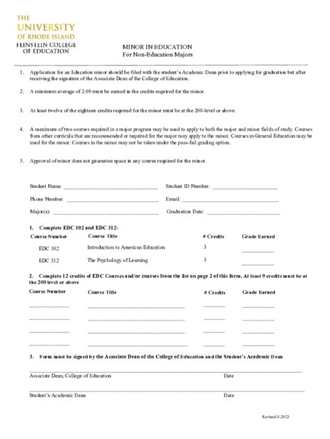 Fillable Online Minor In Education For Non Education Majors Fax Email