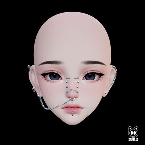 face piercings for amelia head [commercial license]
