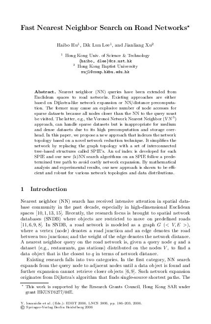 Pdf Fast Nearest Neighbor Search On Road Networks