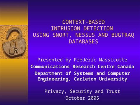 Ppt Context Based Intrusion Detection Using Snort Nessus And Bugtraq Databases Presented By