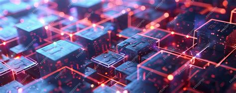 Abstract Representation Of Blockchain Technology With Interconnected Blocks And Glowing Pathways