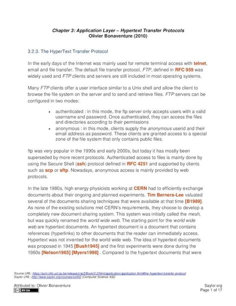 Pdf Chapter 3 Application Layer Hypertext Transfer Protocols Olivier