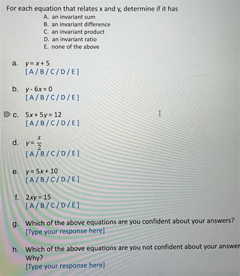 Solved For Each Equation That Relates X And Y Determine If Chegg Com