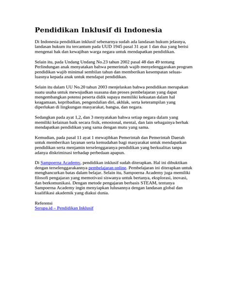 Pendidikan Inklusif Di Indonesia Pdf