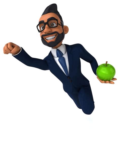 Ilustração Divertida De Desenho Animado 3d De Um Empresário Indiano