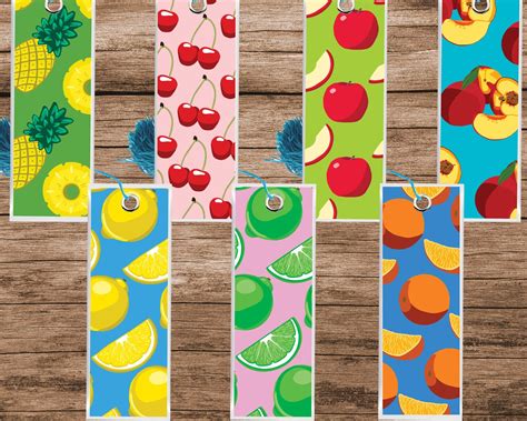 Fruit Bookmarks Food Bookmarks Orange Lemon Lime Apple Peach Cherry Pineapple Bookmarks Cute