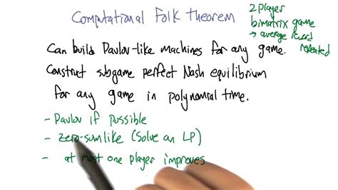 Computational Folk Theorem Georgia Tech Machine Learning Youtube