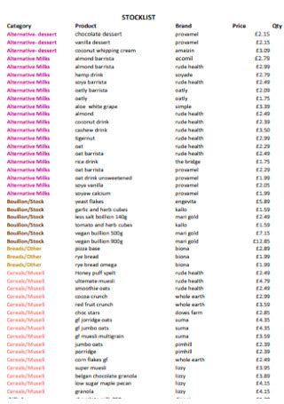 24 SAMPLE Stock List Templates In PDF MS Word24 SAMPLE Stock Lists In PDF MS Word