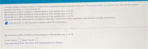 Solved A Simple Random Sample Of Size N Is Drawn From A Chegg