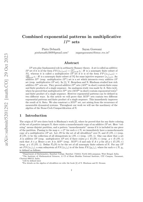 Pdf Combined Exponential Patterns In Multiplicative Ip ⋆ Sets