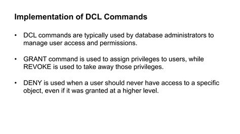 Data Control Languagepptx Data Control Languagepptx Databases