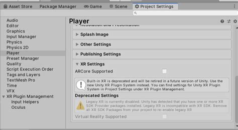 Legacy Xr Disabled Unity Engine Unity Discussions