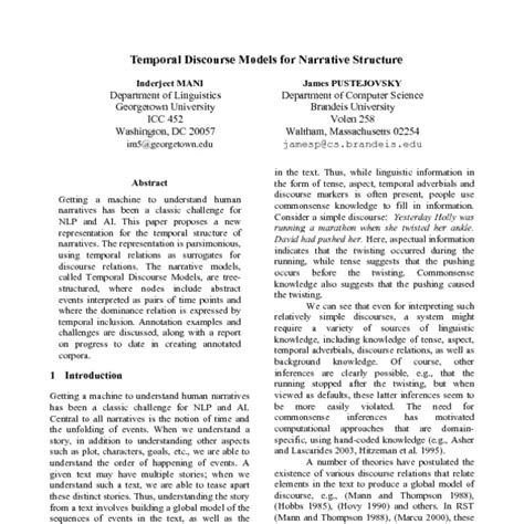 Temporal Discourse Models For Narrative Structure Acl Anthology
