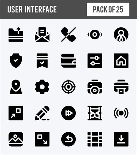 Premium Vector User Interface Glyph Icons Pack Vector Illustration