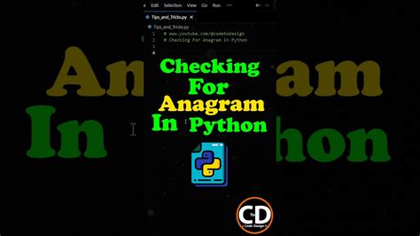Checking Anagram In Python Python Coding Programming Youtube