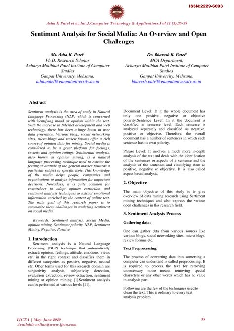PDF Sentiment Analysis For Social Media An Overview And Open Challenges