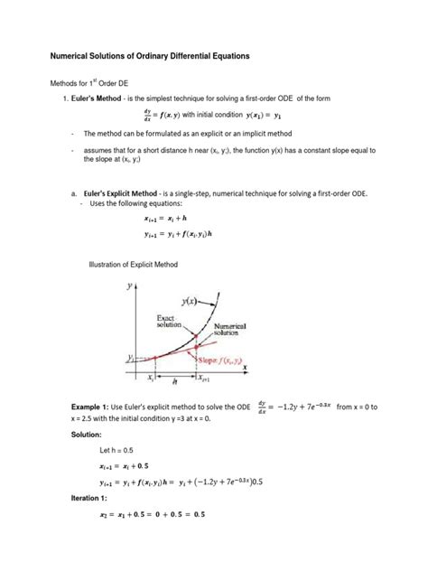 Numericals For Ode Pdf Ordinary Differential Equation Equations
