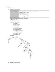 Csci Assignment Assignment Using The Grammar Below Show A