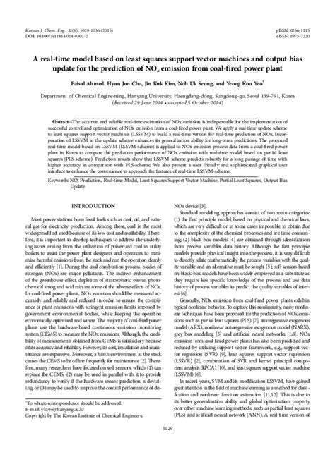 Pdf A Real Time Model Based On Least Squares Support Vector Machines And Output Bias Update