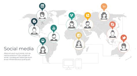 Download Editable Global Social Media Map Ppt Template