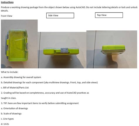 Produce A Working Drawing Package From The Object Chegg