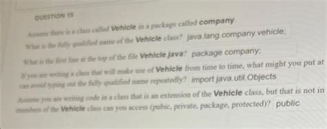 Question 15 Recessed Vehicle In A Package Called