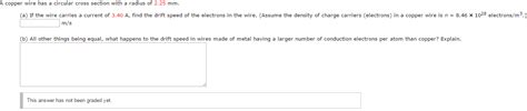 Solved A Copper Wire Has A Circular Cross Section With A