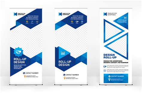 광고 배너 롤업 프리젠 테이션 표지 전시회 거리 광고를위한 휴대용 배너 컨퍼런스 및 세미나배너를위한 현대적인 디자인 옵션 세트 디자인에 대한 스톡 벡터 아트 및 기타 이미지