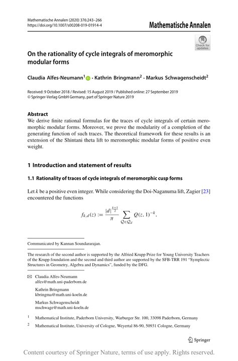 On The Rationality Of Cycle Integrals Of Meromorphic Modular Forms