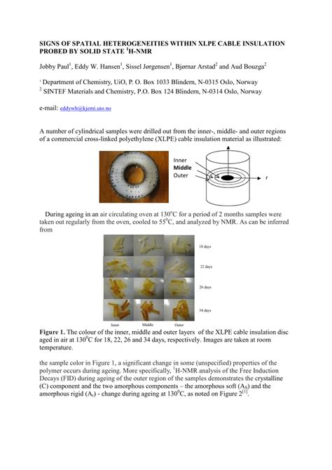 Pdf Signs Of Spatial Heterogeneities Within Xlpe Cable Insulation