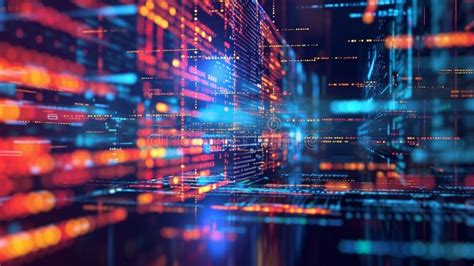 Abstract Data Visualization With Bright Blue And Orange Lights Stock Image Image Of Data