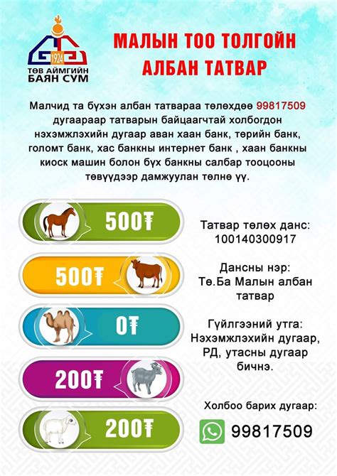 МАЛЫН ТОО ТОЛГОЙН АЛБАН ТАТВАР ТӨЛӨХ МАЛЧДЫН АНХААРАЛД