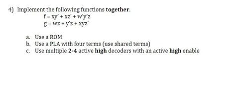Solved Implement The Following Functions Together Chegg