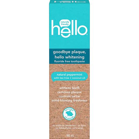 Hello Goodbye Plaque Hello Whitening Fluoride Free Toothpaste 98ml