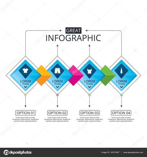 Infographic Flowchart Template Stock Vector Blankstock