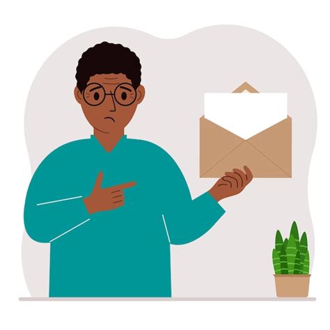 Premium Vector A Man With An Open Envelope With A Letter Empty Sheet