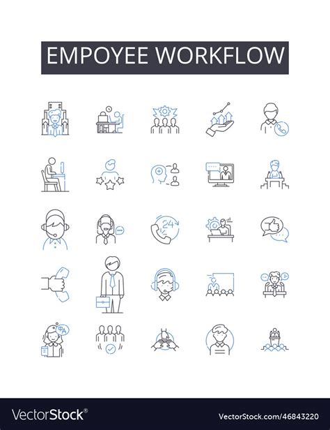 Empoyee Workflow Line Icons Collection Staff Vector Image
