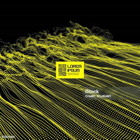 웨이브 배경입니다 그리드 리플 도트 그림입니다 네트워크 디자인입니다 3차원 형태에 대한 스톡 벡터 아트 및 기타 이미지 3차원 형태 가리기 검은색 Istock