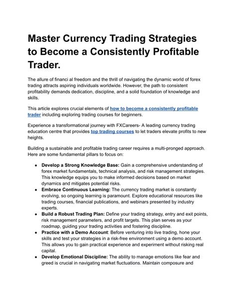 ppt master currency trading strategies to become a consistently profitable trader 1