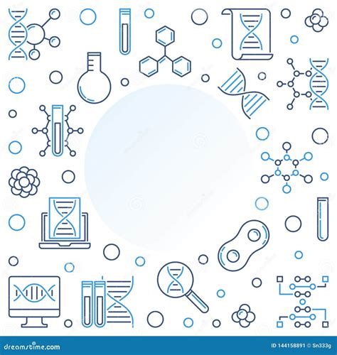 Biological Engineering And Science Vector Minimal Line Frame Stock Vector Illustration Of