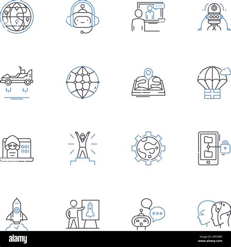 Smart Technology Line Icons Collection Automation Efficiency