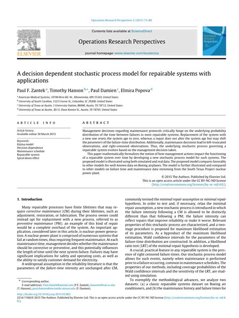 Pdf A Decision Dependent Stochastic Process Model For Repairable Systems With Applications
