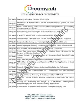 Java Project Titles For Mca Dreamweb Techno Solutions Trichy DOCX